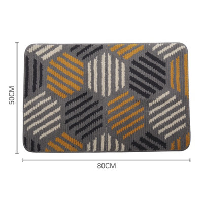 Absorbent Hexagonal Slip Resistant Bathroom Mat 80cm L x 50cm W