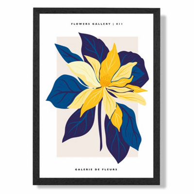 Abstract Blue and Yellow Lilly Flower Market Gallery Art Print with ...