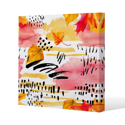 Abstract fall seamless pattern in Bright autumn colours (Canvas Print ...