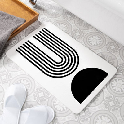 Abstract Half Moon Stone Non Slip Bath Mat | DIY at B&Q
