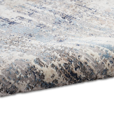 Abstract Ivory Grey Blue Modern Rug For Living Room Bedroom & Dining ...