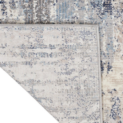 Abstract Ivory Grey Blue Modern Rug For Living Room Bedroom & Dining ...