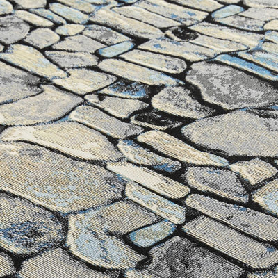 Abstract Modern Grey Outdoor Rug With Latex Backing for Patio, Deck ...