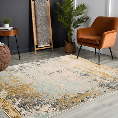 Abstract Modern Marble Mustard BELLATRIX Area Rug 160 x 220 cm - Easy ...