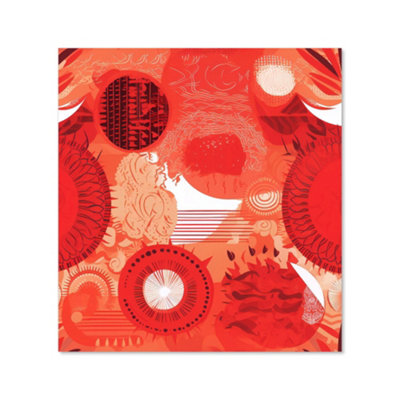Abstract Red Sun pattern Premium Glass Kitchen Splashback W600mm x H600mm