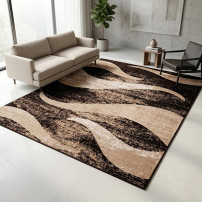 Abstract Wave Pattern Rug Soft Carpet For Living Room Bedroom Modern ...