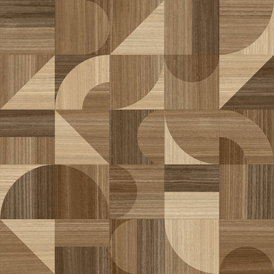 Abstract Wood Block Vinyl by Remland (Dark Funky Oak, 8m x 2m) | DIY at B&Q