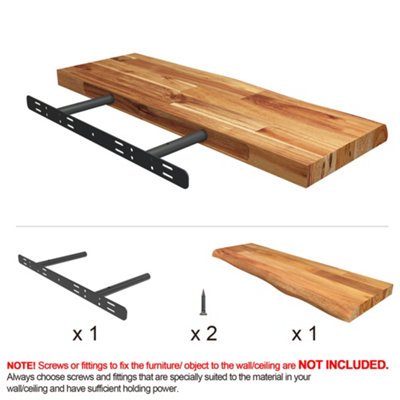 Acacia Afloat Shelf Floating Shelf FSC 700x250x38mm, Finger-joint with ...