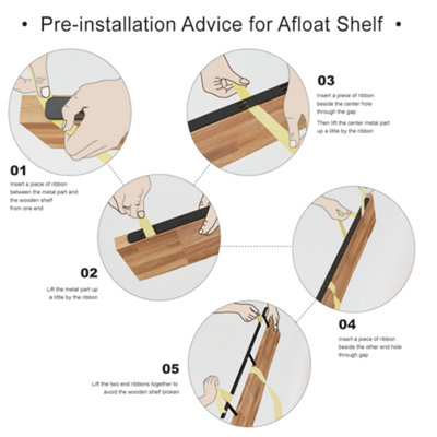 Acacia Afloat Shelf Floating Shelf FSC 900x250x38mm, Finger-joint with ...