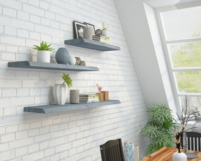 Acacia Afloat Shelf Floating Shelf FSC 900x250x38mm, Finger-joint with ...