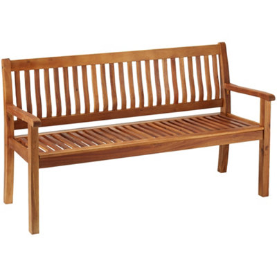 Acacia Hardwood 3-Seater Garden Bench, Water Resistant Furniture for Outdoor Patio & Decking ...