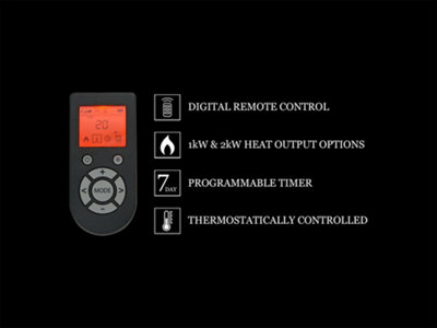 Acantha Alta Electric Inset Stove in Black with Remote Control