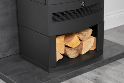 Acantha Horizon Electric Stove with Log Storage & Tall Angled Stove ...
