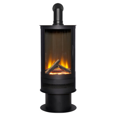 Acantha Orbit Cylinder Electric Stove with Angled Stove Pipe in Black