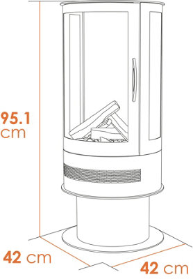 Acantha Orbit Cylinder Electric Stove with Angled Stove Pipe in Black