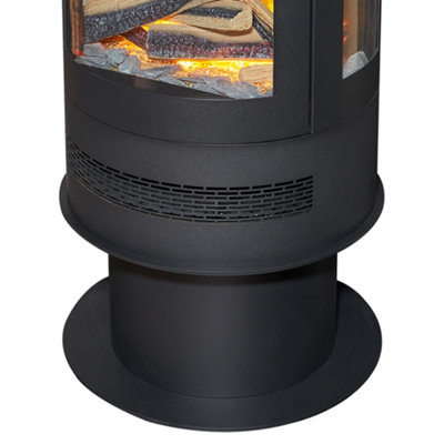Acantha Orbit Cylinder Electric Stove with Angled Stove Pipe in Black
