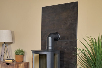 Acantha Orbit Cylinder Electric Stove with Angled Stove Pipe in Black