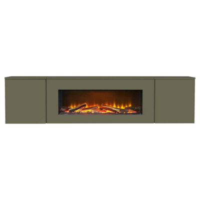 Acantha Orion Electric Floating Media Wall Suite in Agave Green, 91 Inch