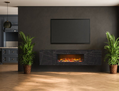 Acantha Orion Electric Floating Media Wall Suite in Carrara Black ...