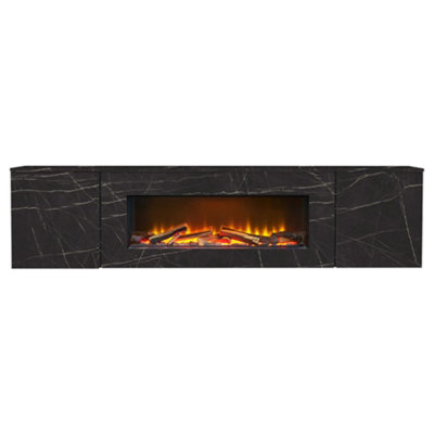 Acantha Orion Electric Floating Media Wall Suite in Carrara Black ...