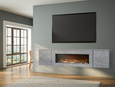 Acantha Orion Electric Floating Media Wall Suite in Concrete Effect ...