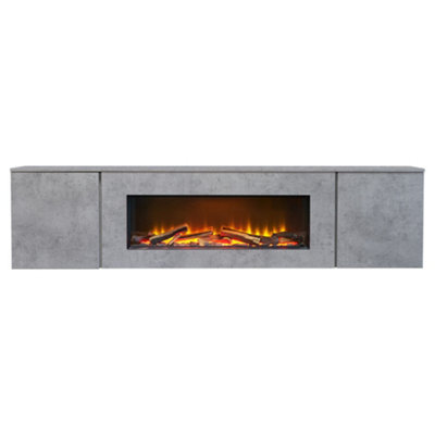 Acantha Orion Electric Floating Media Wall Suite in Concrete Effect