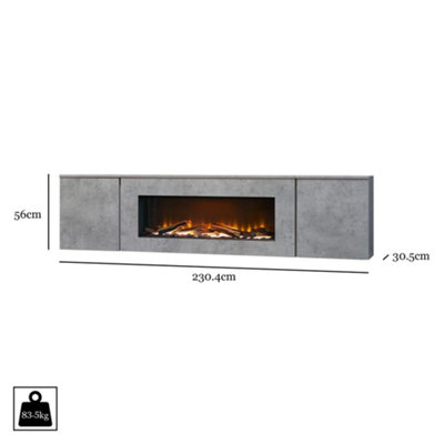 Acantha Orion Electric Floating Media Wall Suite in Concrete Effect