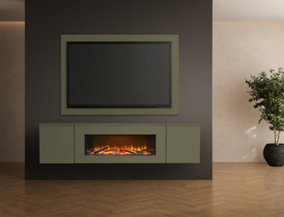 Acantha Orion Electric Floating Media Wall Suite with TV Backboard in ...