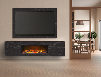 Acantha Orion Electric Floating Media Wall Suite with TV Backboard in ...