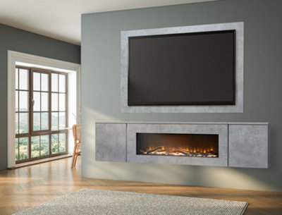 Acantha Orion Electric Floating Media Wall Suite with TV Backboard in ...