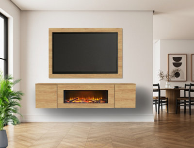 Acantha Orion Electric Floating Media Wall Suite with TV Backboard in ...