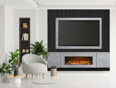 Acantha Orion XO Electric Floating Media Wall Suite in Concrete Effect ...