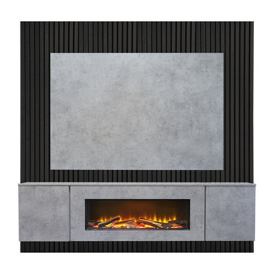 Acantha Orion XO Electric Floating Media Wall Suite in Concrete Effect ...