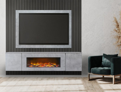 Acantha Orion XO Electric Floating Media Wall Suite in Concrete Effect ...