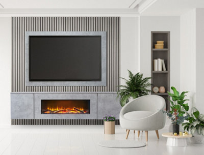 Acantha Orion XO Electric Floating Media Wall Suite in Concrete Effect ...
