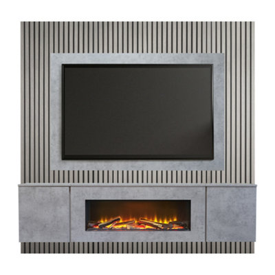 Acantha Orion XO Electric Floating Media Wall Suite in Concrete Effect ...
