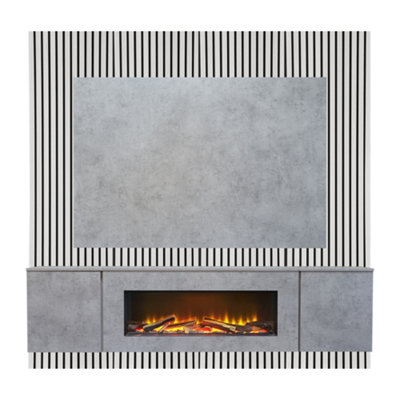 Acantha Orion XO Electric Floating Media Wall Suite in Concrete Effect ...