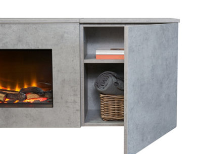 Acantha Orion XO Electric Floating Media Wall Suite in Concrete Effect ...