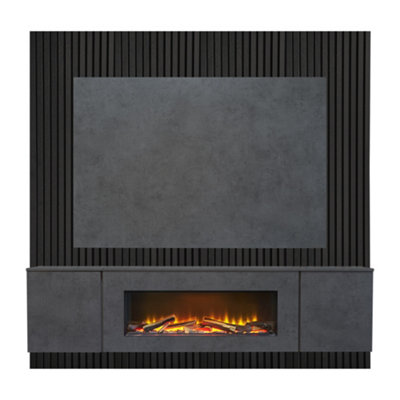 Acantha Orion XO Electric Floating Media Wall Suite in Slate Effect ...
