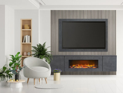 Acantha Orion XO Electric Floating Media Wall Suite in Slate Effect ...