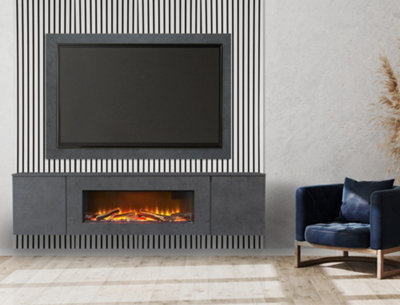 Acantha Orion XO Electric Floating Media Wall Suite in Slate Effect ...