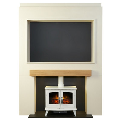 Acantha Pre-Built Stove Media Wall 2 with TV Recess & Woodhouse ...