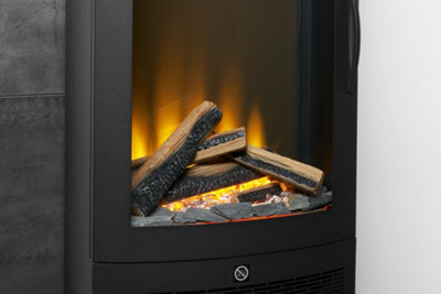 Acantha Tile & Hearth Set in Slate Effect with Horizon Stove & Log Storage