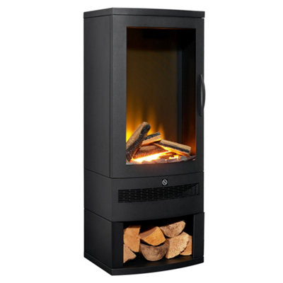 Acantha Tile & Hearth Set in Slate Effect with Horizon Stove & Log Storage