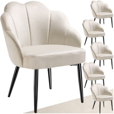 Accent Chair Hellen - velvet cover, padded, extra-wide shell-shaped ...