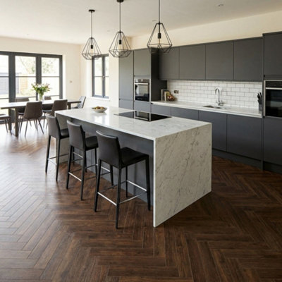 Accent Floors and Walls Walnut Herringbone 12mm Laminate Flooring AC3 ...