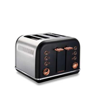 Accents Rose Gold 4-Slice Toaster Black | DIY at B&Q