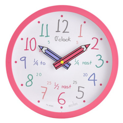Acctim Alma Teaching Kids Wall Clock Quartz Pencil Hands Quarterly ...