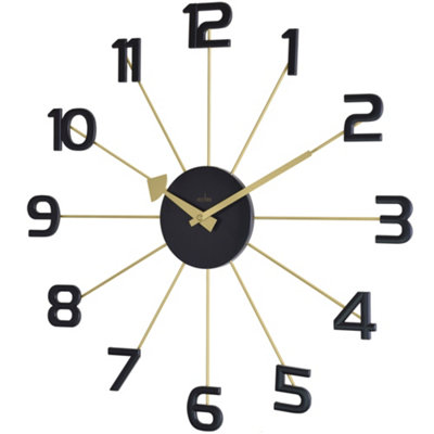 Acctim Astraea Large Wall Clock Quartz Brass Effect Metal Spokes Large ...