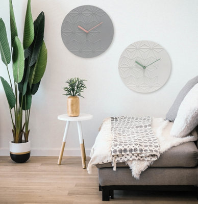 Acctim Chloe Wall Clock Quartz Geometric Resin Face Open Dial White 30cm